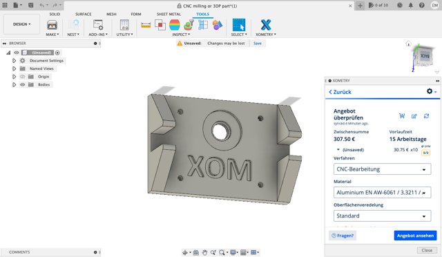 Xometry Instant Quoting Engine on Autodesk Fusion 360 | Xometry Europe