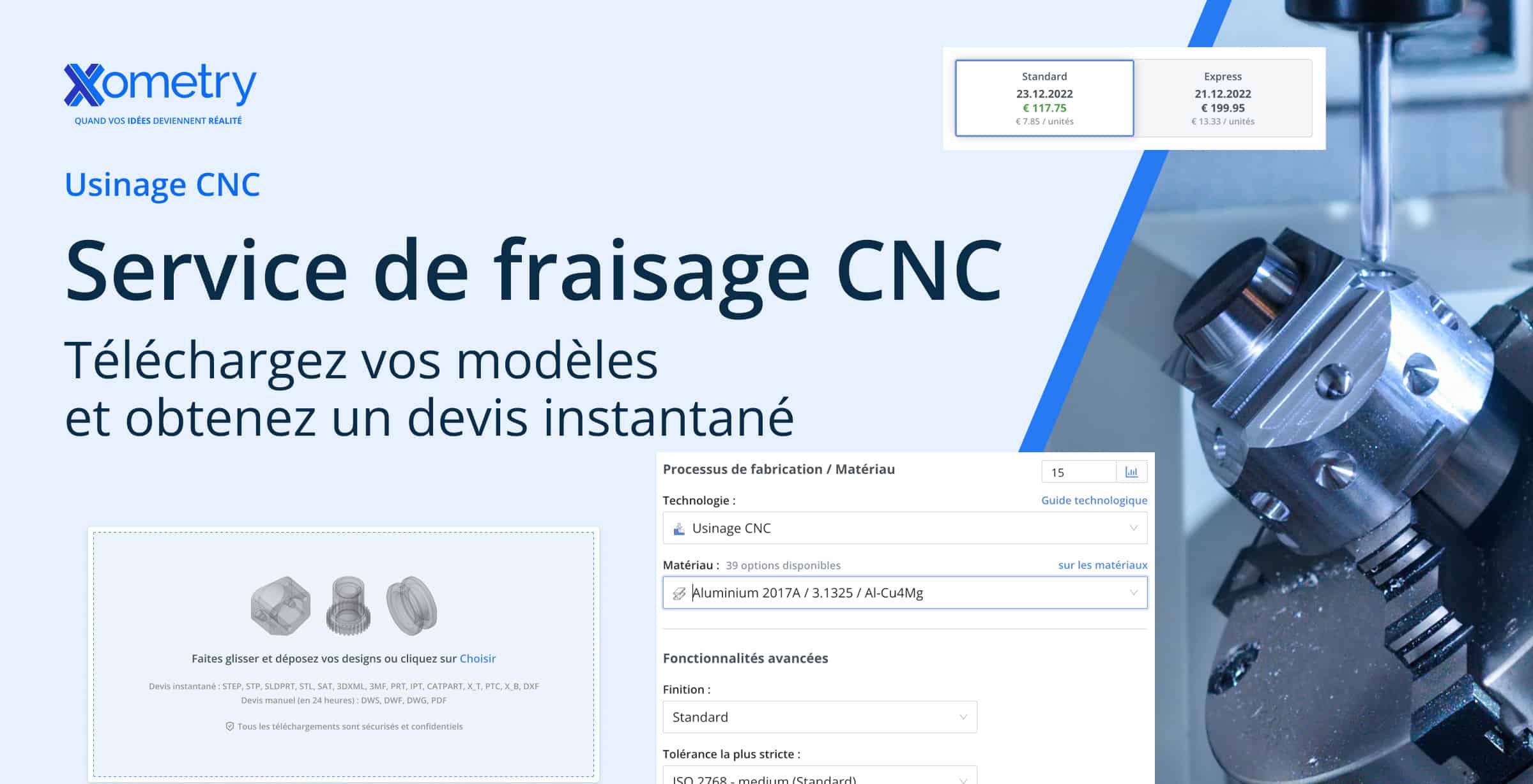 Service de fraisage CNC en ligne, 3-4-5 axes | Xometry Europe